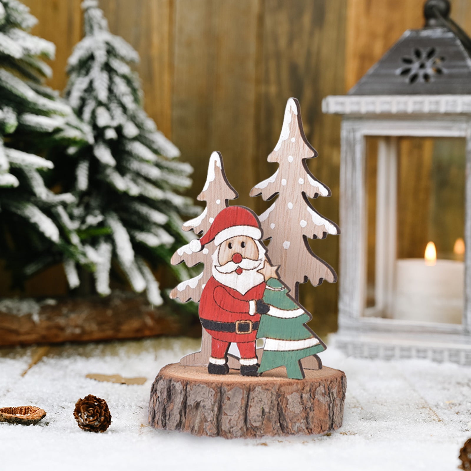 Meitianfacai Christmas Decorations Clearance Wooden Christmas Decoration Desktop Ornament 7x12cm
