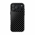 Black White Polka Dot Tough Case for Apple iPhone, Dual-Layer ...