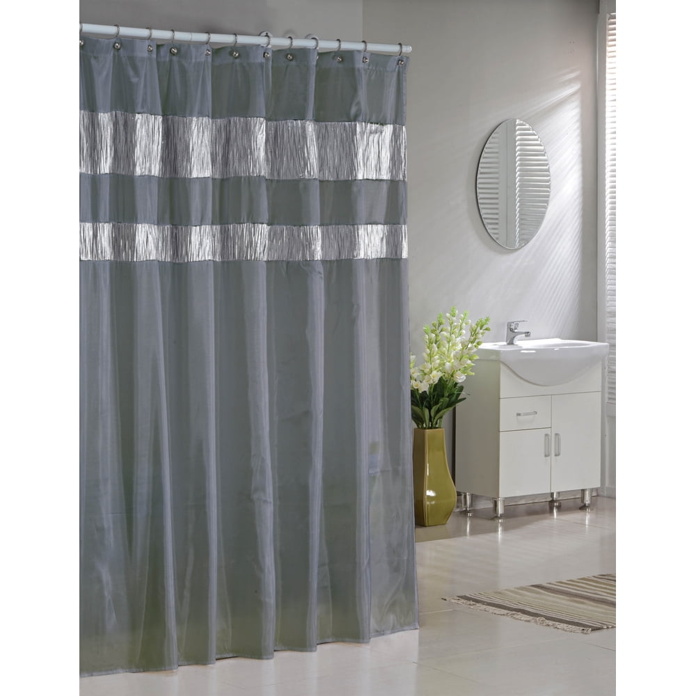 Silver Faux Silk Fabric Shower Curtain: Shimmering Metallic Accents ...