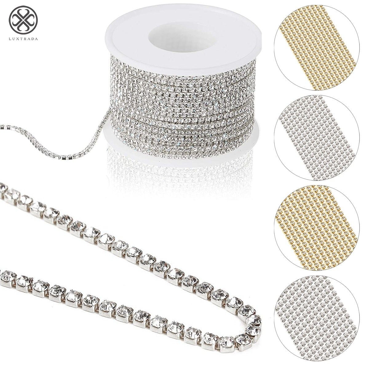 Luxtrada 11-Yard Crystal Rhinestone Close Chain Trimming Claw Chain ...