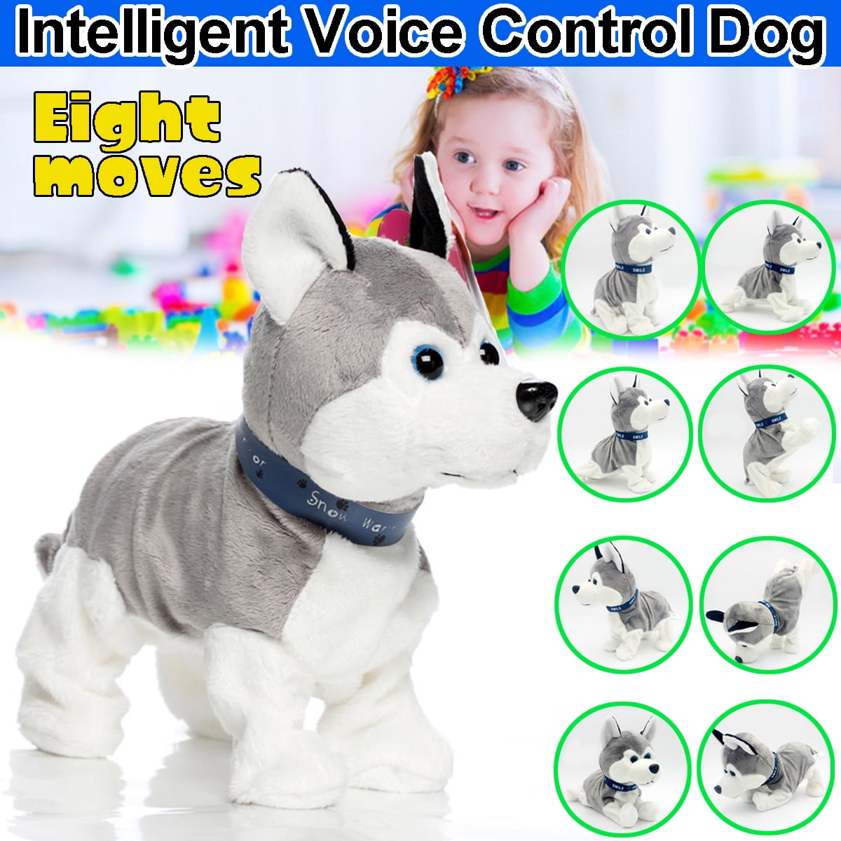 Electronic Pets Dog Toy - Sound Control Robot Dogs Soft Plush Stand ...