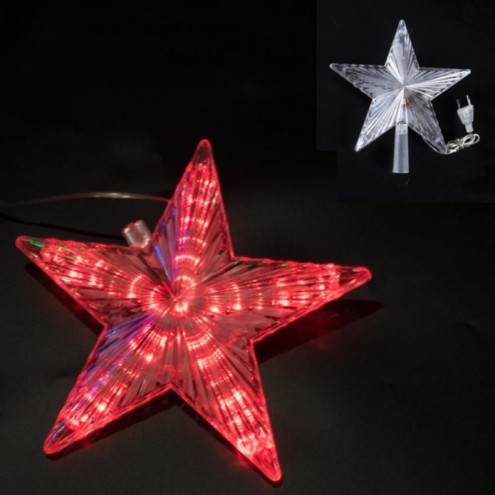 Christmas Tree Topper with LED Light,Clear Five-Pointed Star Tree ...