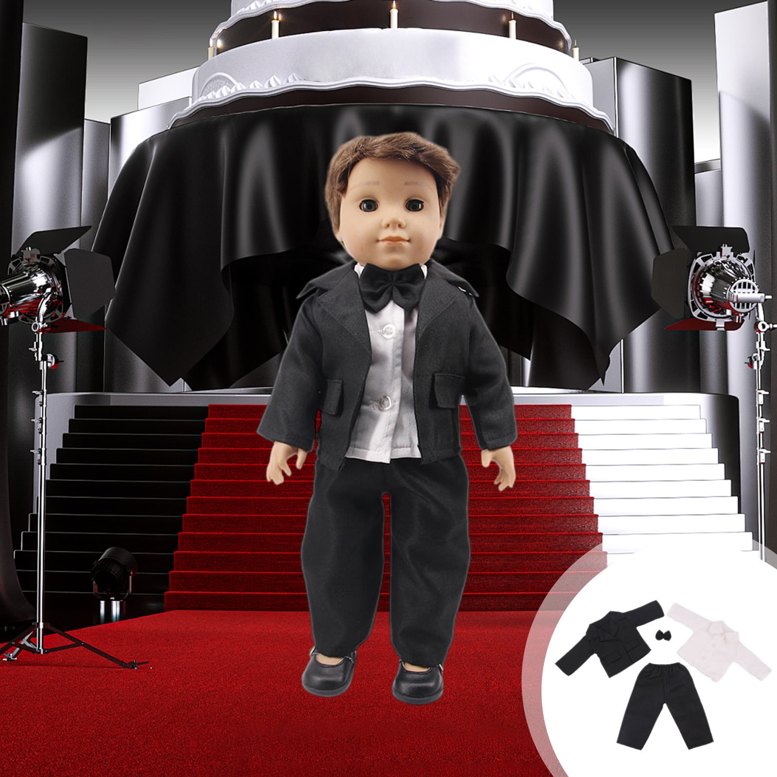 Click here for Bingtong 3pc Doll Clothes Black Tuxedo Suit With T... prices