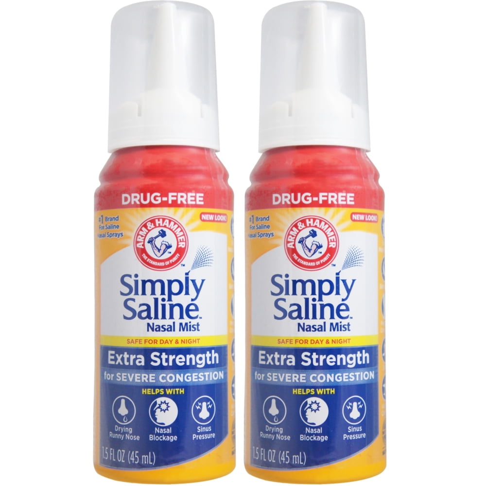 2 Pk Simply Saline Nasal Mist Extra Strength for Severe Congestion 1.5 ...