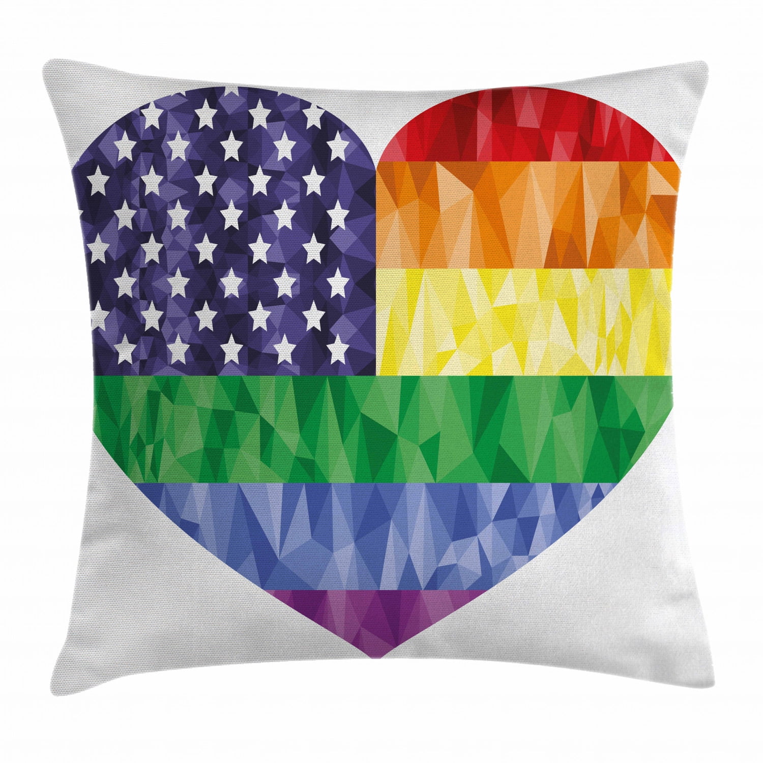 Pride Decorations Throw Pillow Cushion Cover, Big Heart Shape American ...