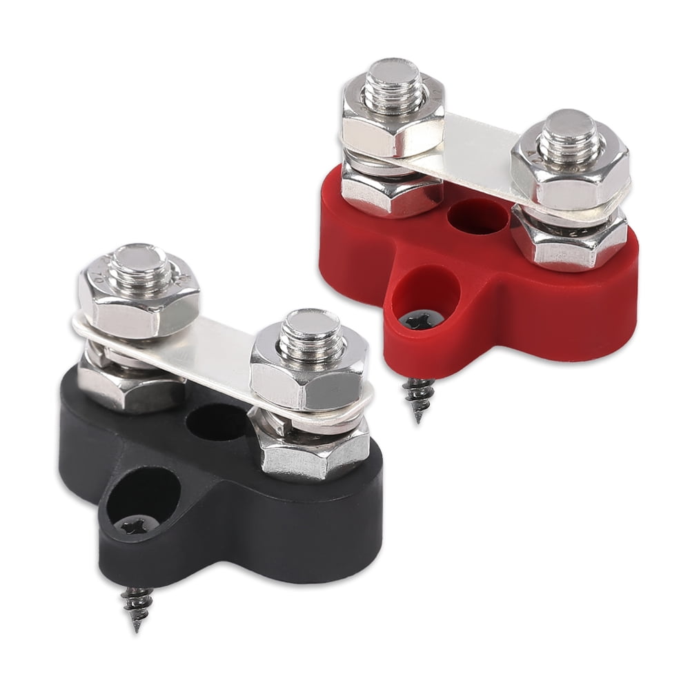 PIT66 Junction Block Power Post Insulated Terminal Stud Battery 5/16" Ring Red Black 2pc ...
