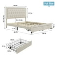 Homfa Full Size Bed Frame with 2 Drawers, Adjustable Button Headboard ...