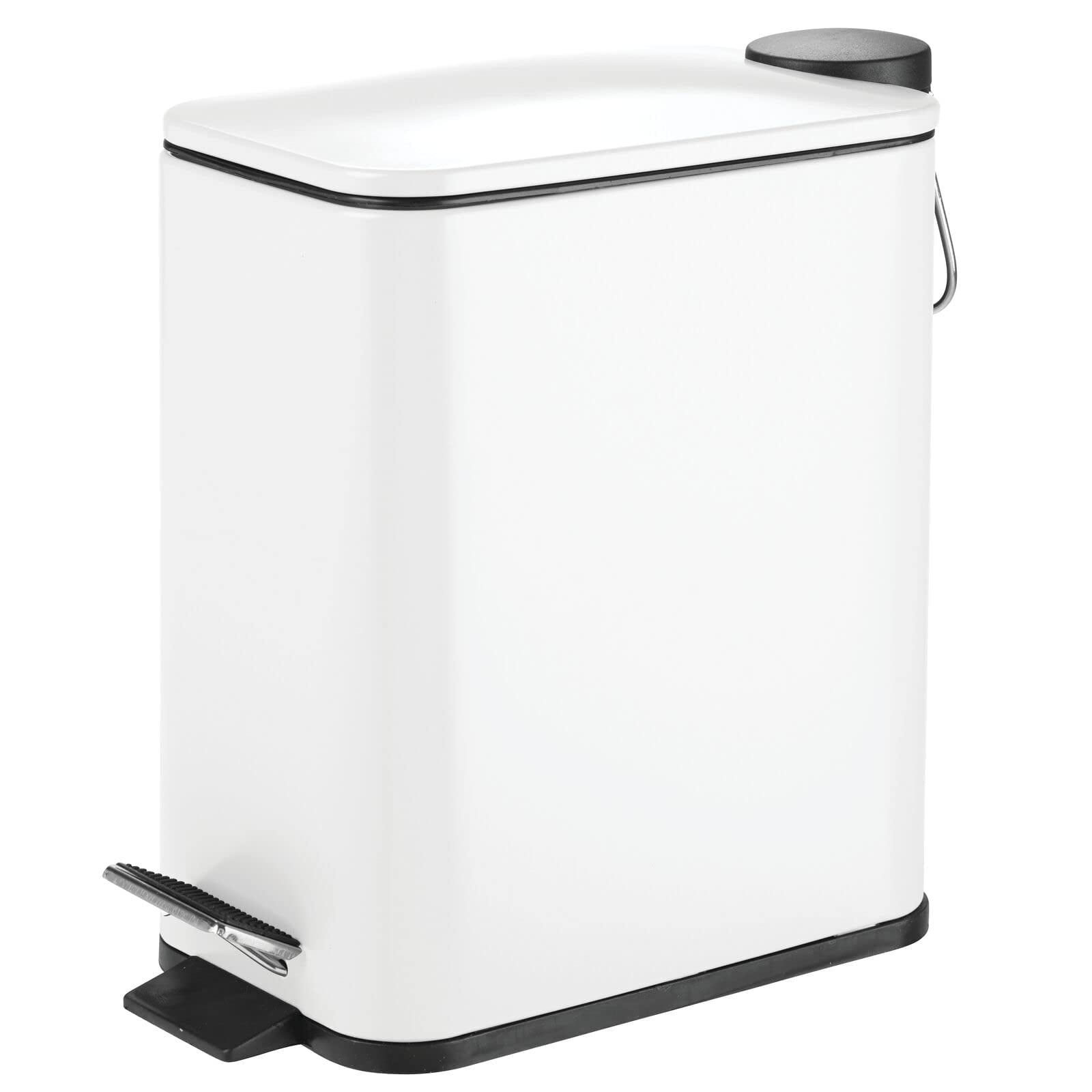Bote de basura mDesign Slim Metal de 5 litros con pedal y tapa, color ...