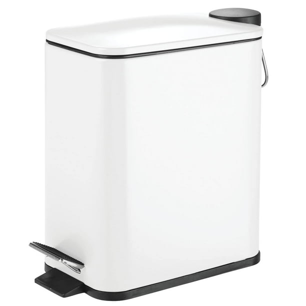 Bote de basura mDesign Slim Metal de 5 litros con pedal y tapa, color ...