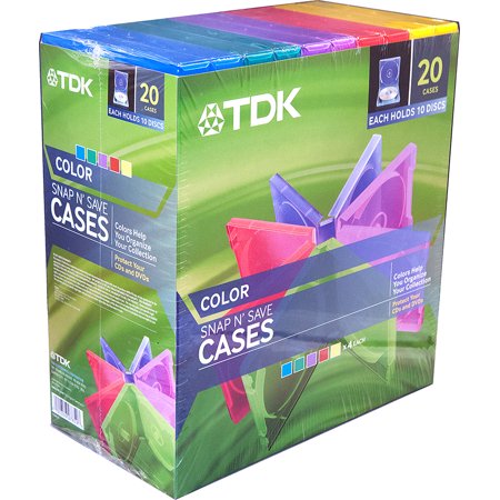 TDK Snap N' Save Cases 27MM PP Poly (Hold 10-Disc) Five Assort Colour x ...