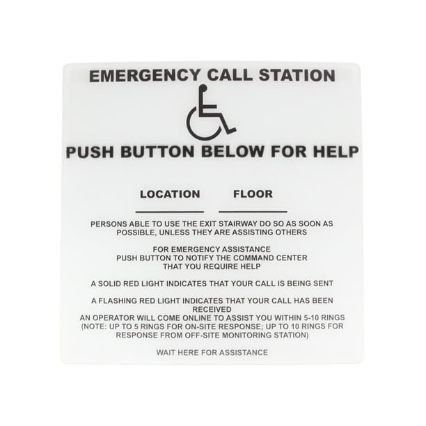Emergency Call Station Signage W/ Brail Translation "Push Button Below ...
