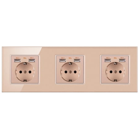 Eu Plug Power Outlets 230v 16a Three-slot Socket 6 Usb Chargers 5v 2.1a ...