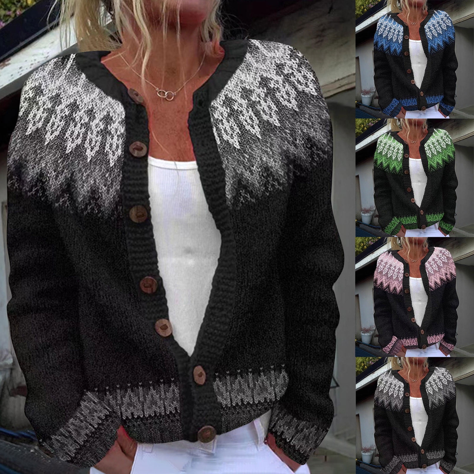 Click here for Wiyuqeen Fair Isle Cardigans Women Plus Size Vinta... prices