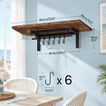Rustic Brown and Black 23.6''L x 14.2''W x 6.3''H Wall Mounted Pot Rack ...