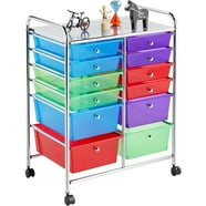 Gymax Rolling Craft Storage Cart Wooden Utility Cart w/3 Drawers 3 ...