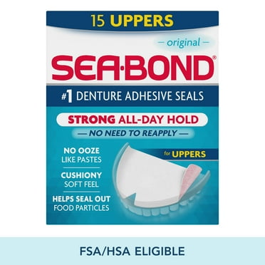 Sea-Bond Denture Adhesive Seals Combo Pack, Original Flavor, 15 Uppers ...
