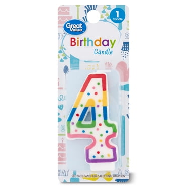 WAY TO CELEBRATE! Gold Birthday Candle, Number 4 - Walmart.com