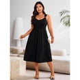 Black Plus Size A-Line Sundress With Adjustable Ring-Straps And Elastic ...