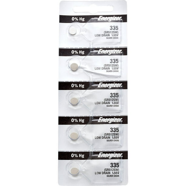 5 x Energizer 335 Watch Batteries, 1.55V, equivalent SR512SW, 512 ...