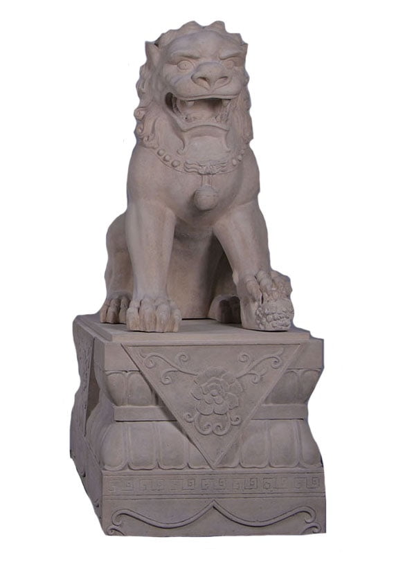 Stone Foo Dog Female On Base Chinese Lion Statue - Walmart.com
