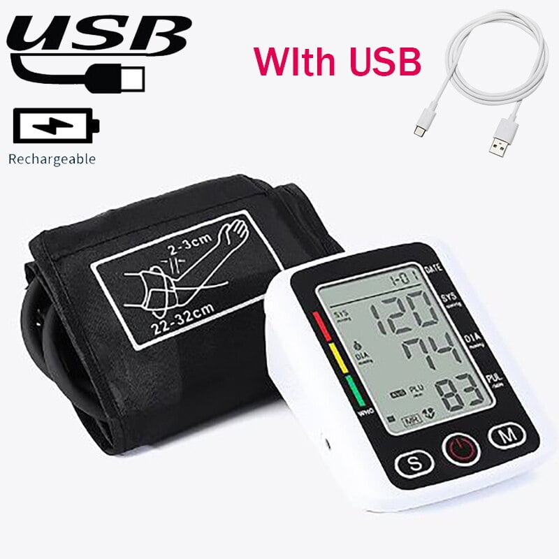 Monitor de presión Arterial automático para brazo, tonómetro Digital USB, esfigmomanómetro BP ...