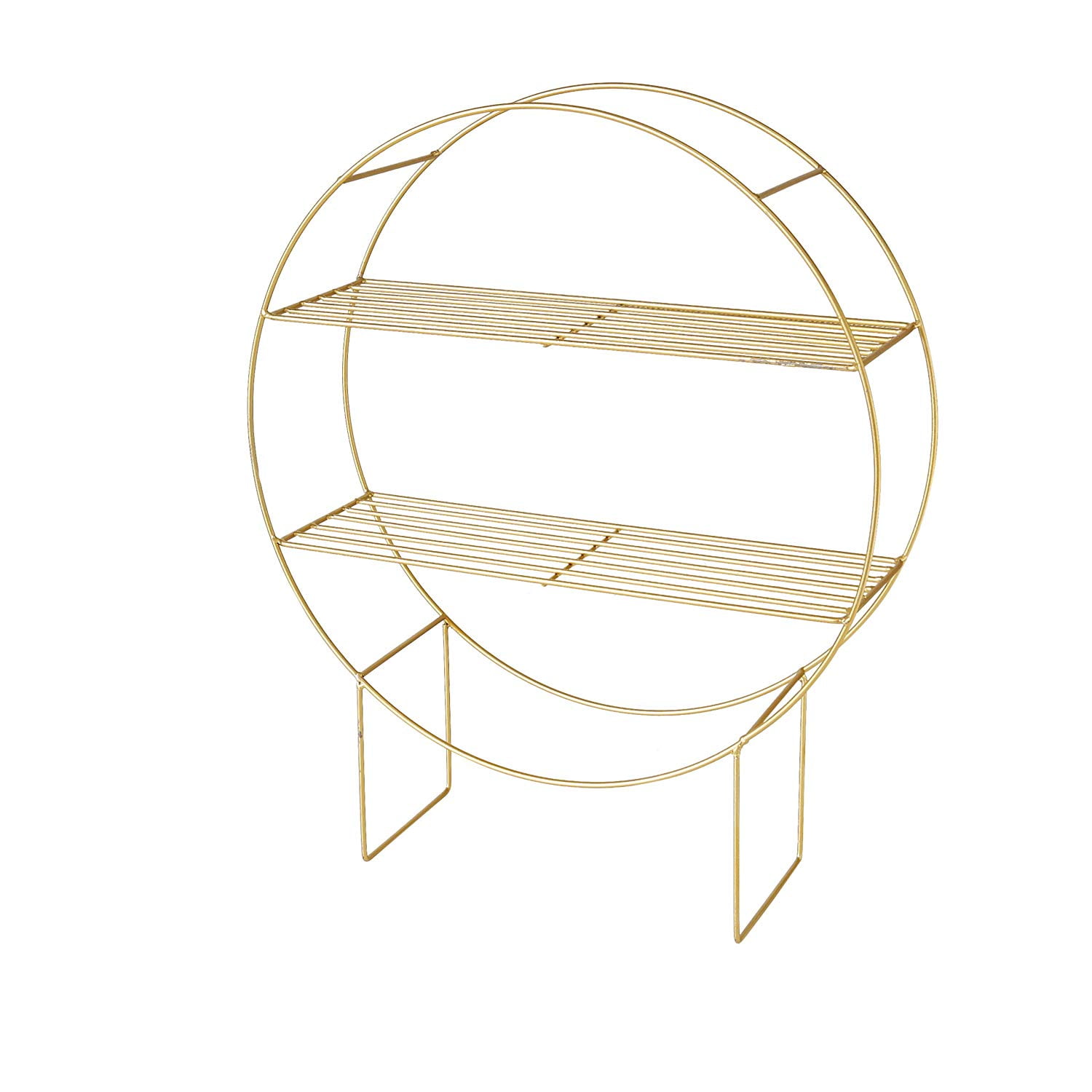 Golden Circle Shelf Rack, 2 Attached Shelves, Iron, 19.75 Inches ...
