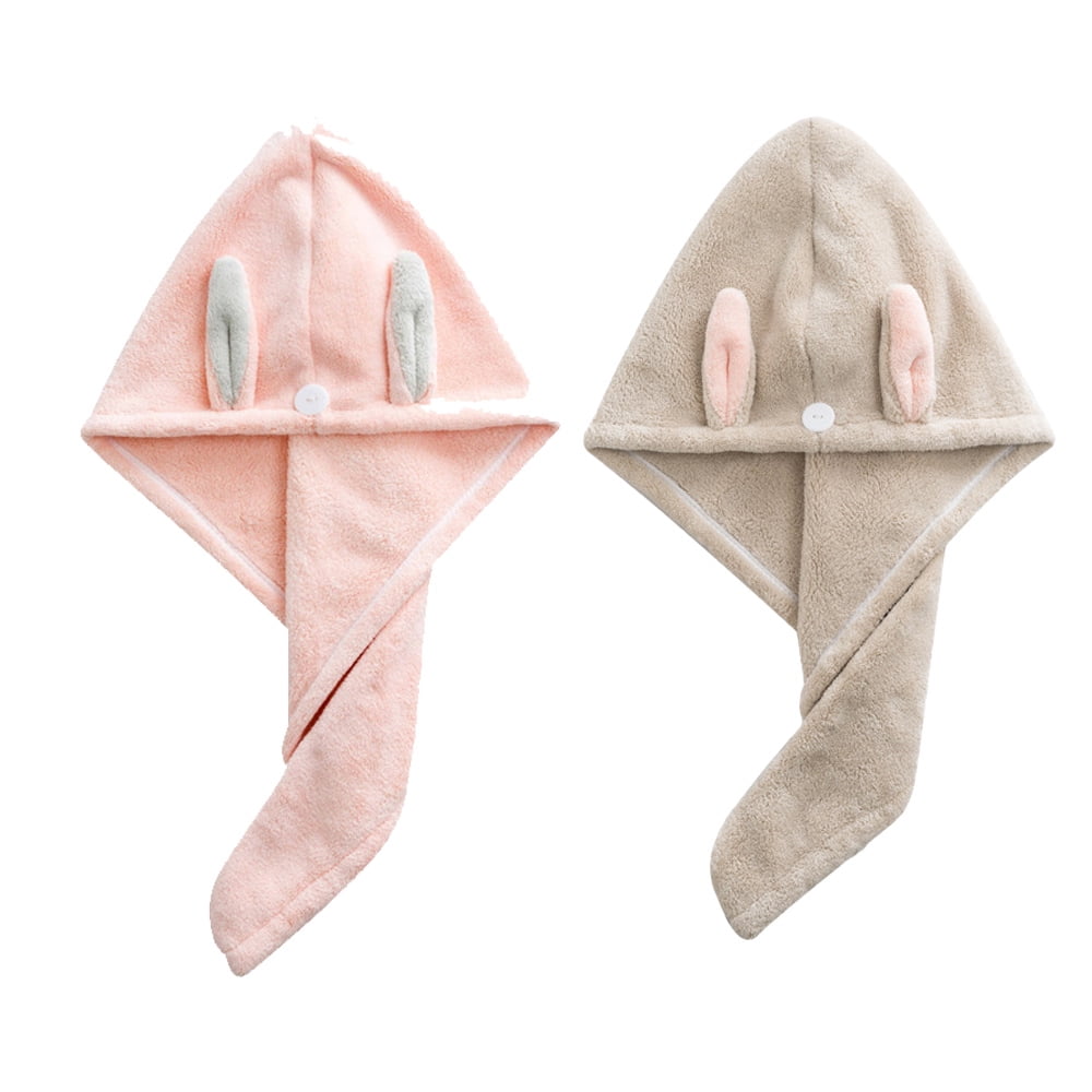 Hair Towel Wrap,Rabbit Ears Turban 2 Pack,Microfibre Hair Towel, Hair ...