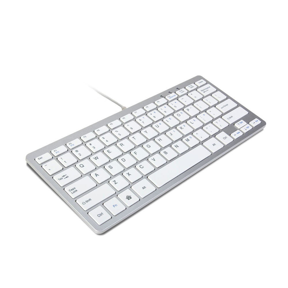 GMYLE Compact Wired USB Mini Keyboard for PC (Metallic Silver and White ...