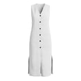 Bosfbaoi Dresses for Women Linen Blend Sleeveless Maxi Dress V-Neck ...