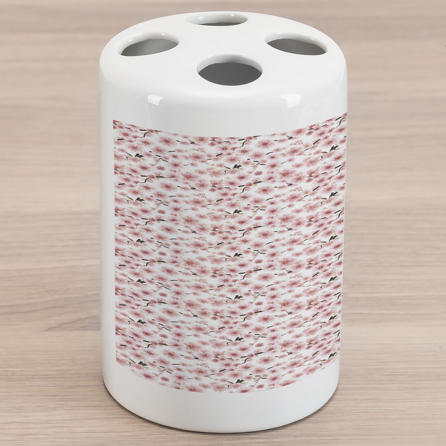 Cherry Blossom Ceramic Toothbrush Holder, 3D Illustrated Sakura Tree ...