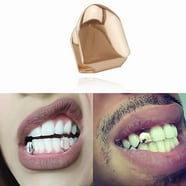 Four 4 Open Face Tooth Grillz Silver Tone Lower Row Bottom Teeth Hollow ...