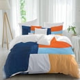 4 Piece Duvet Cover Set Cal king, Abstract Geometric Color Block Soft ...