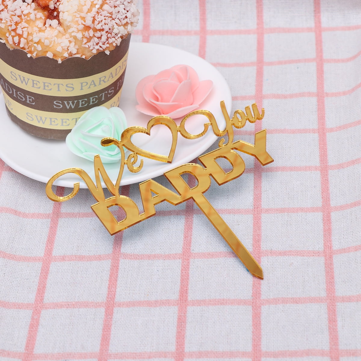 We Love Daddy Acrylic Cake Topper Creative Cupcake Picks Decoration ...