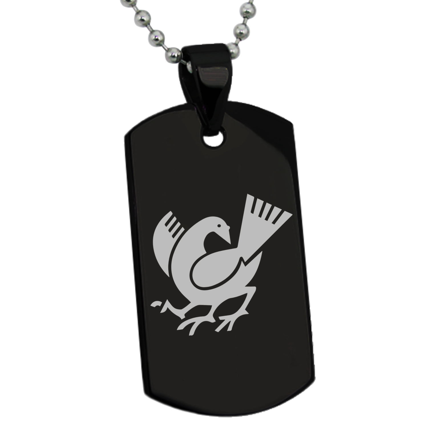Stainless Steel Yata Crow Kamon Crest Engraved Dog Tag Pendant Necklace ...