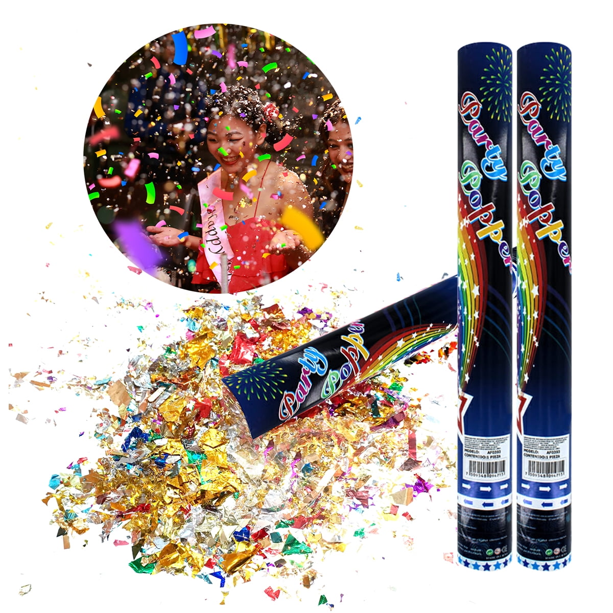 Bazuca Cañon Lanza Confeti de colores Metalicos Roja 2pz | Walmart en línea