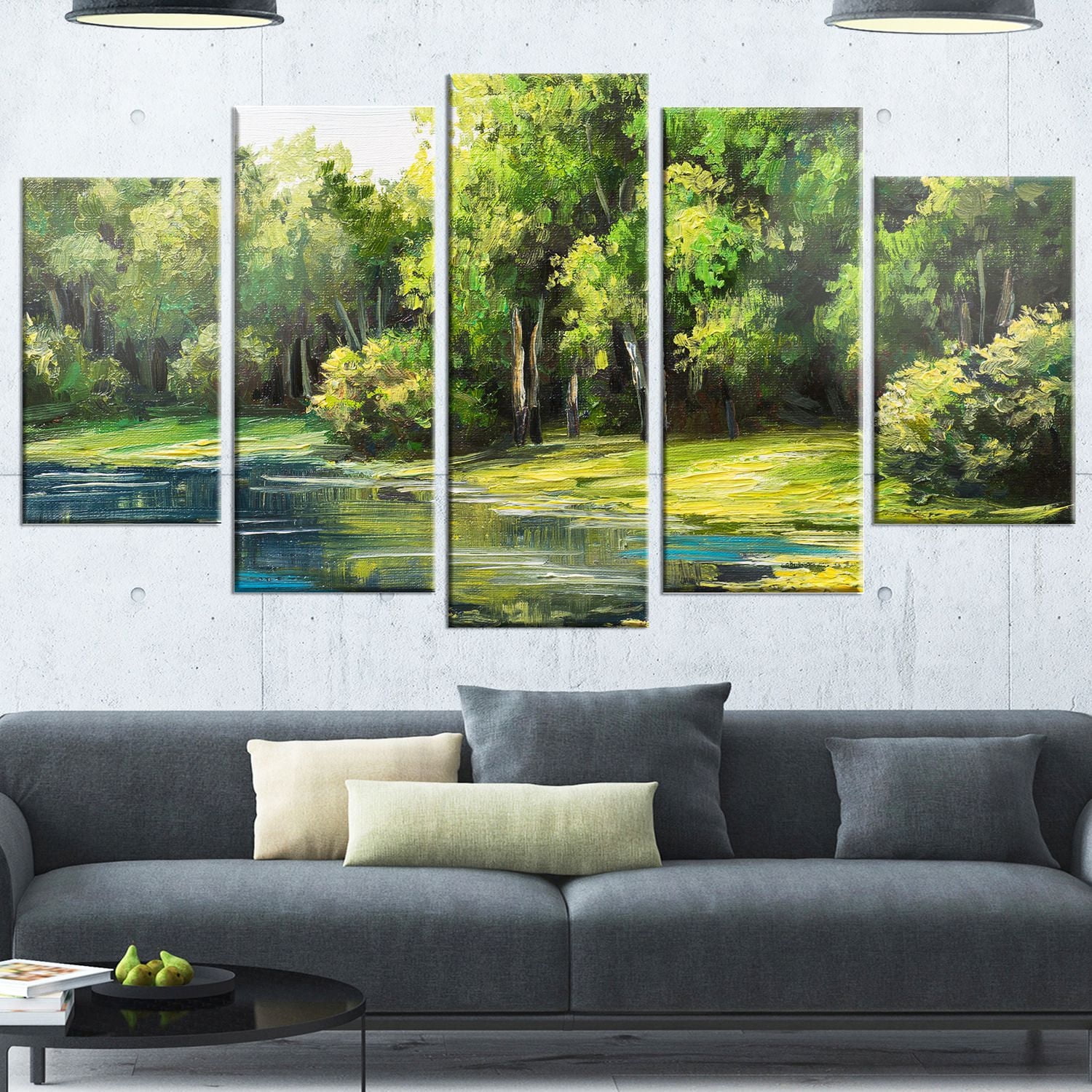 Click here for Designart Design Art Summer Day Lake In Forest Mul... prices