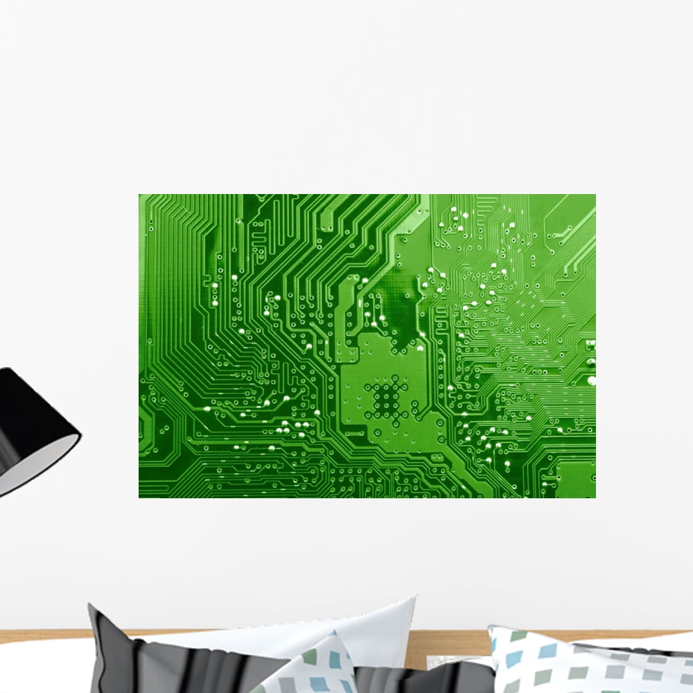 Green Circuit Board Wall Mural Decal Sticker, Wallmonkeys Peel & Stick ...