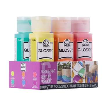 FolkArt Let's Paint Live Acrylic Craft Paint and Paintbrush Set, 34 ...