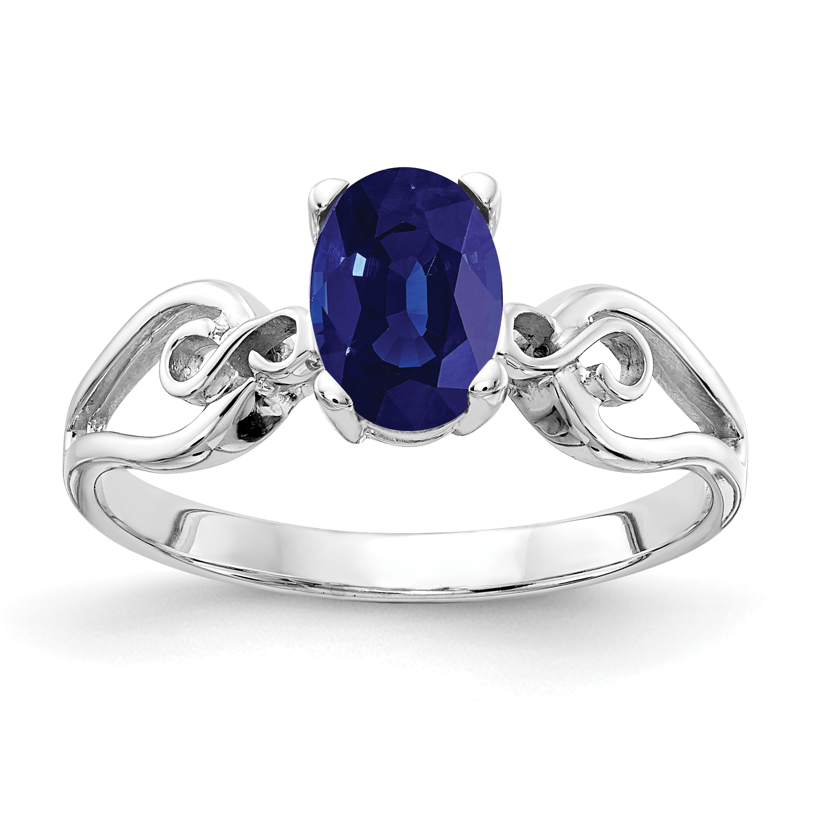 Primal Gold - Primal Gold 14 Karat White Gold 8x6mm Oval Sapphire Ring ...