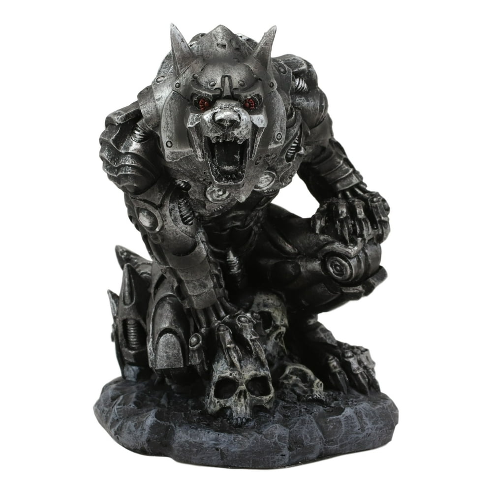 Steampunk Robotic Werewolf Crushing Skull Statue Lycan Cyborg Wolf ...