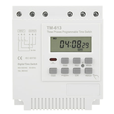 Rdeghly Time Relay,TM-163 Three Phases 380V Smart Digital Weekly Programmable Control Power ...