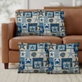 Blue Coastal Pillow Covers Set of 4, Summer Ocean Shell Crab Retro ...