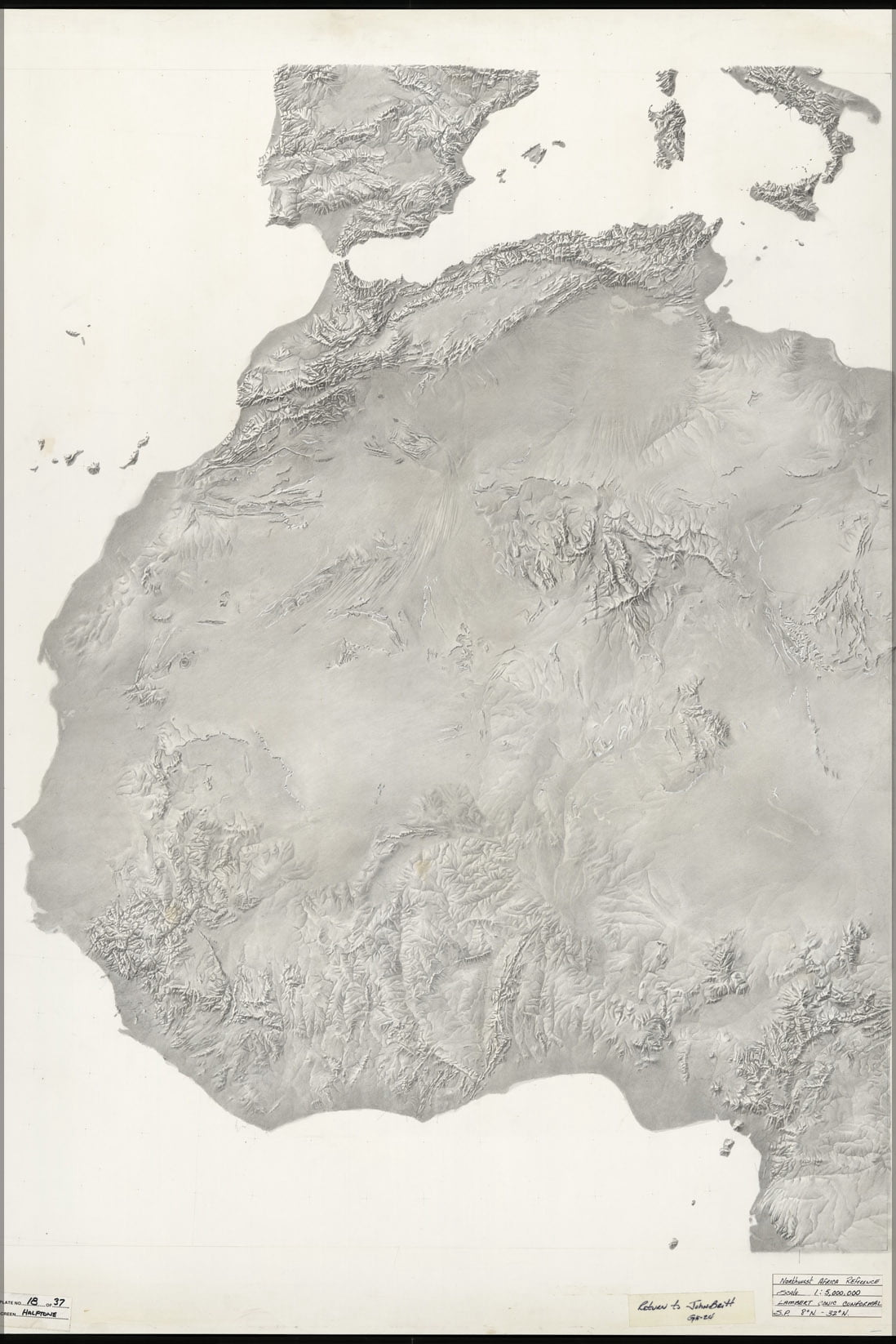 24"x36" Gallery Poster, cia terrain map of Northwest Africa - Walmart.com