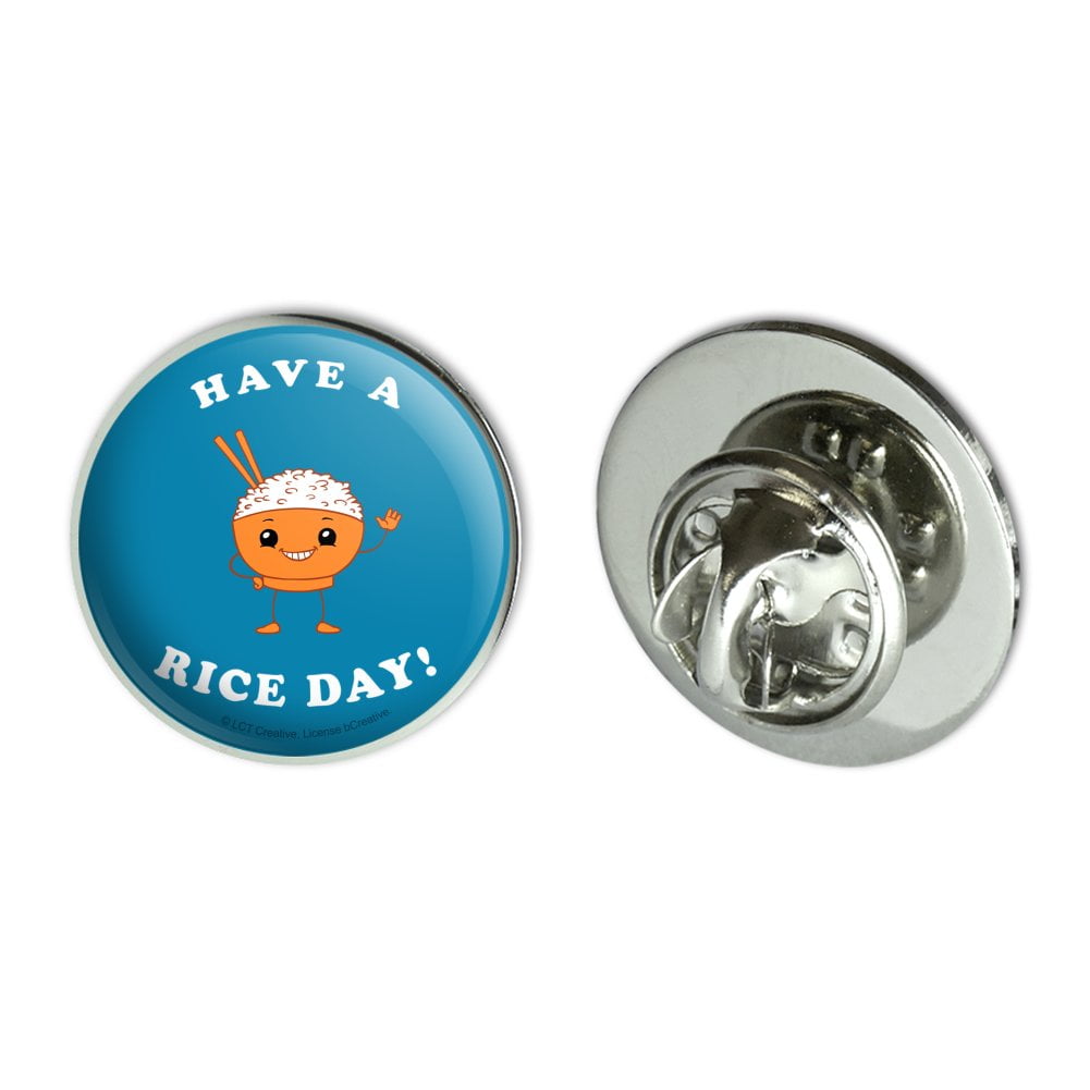 Have a Rice Day Nice Bowl Funny Humor Metal 0.75" Lapel Hat Pin Tie ...