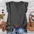 DAFPZW Women Tank Tops Fashion Solid Color Ruffles Cap Sleeves Button ...