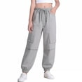 Crunowin Girls Sport Cargo Pants Solid Color Lightweight Design Utility ...
