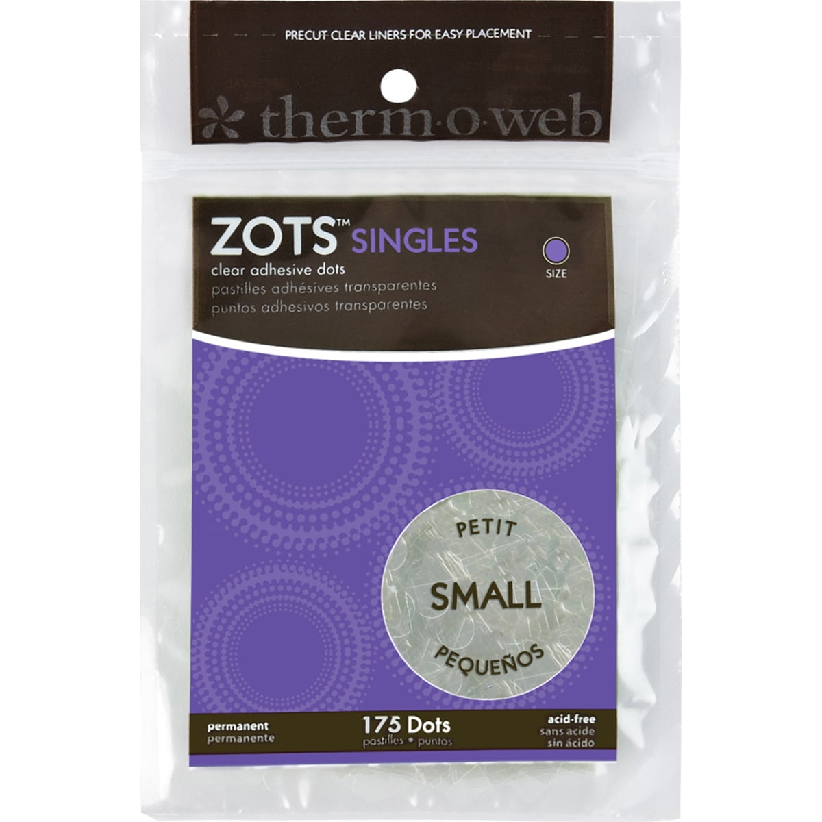 Zots Singles Clear Adhesive Dots-Small 3/16"X1/64" Thick 175/Pkg ...
