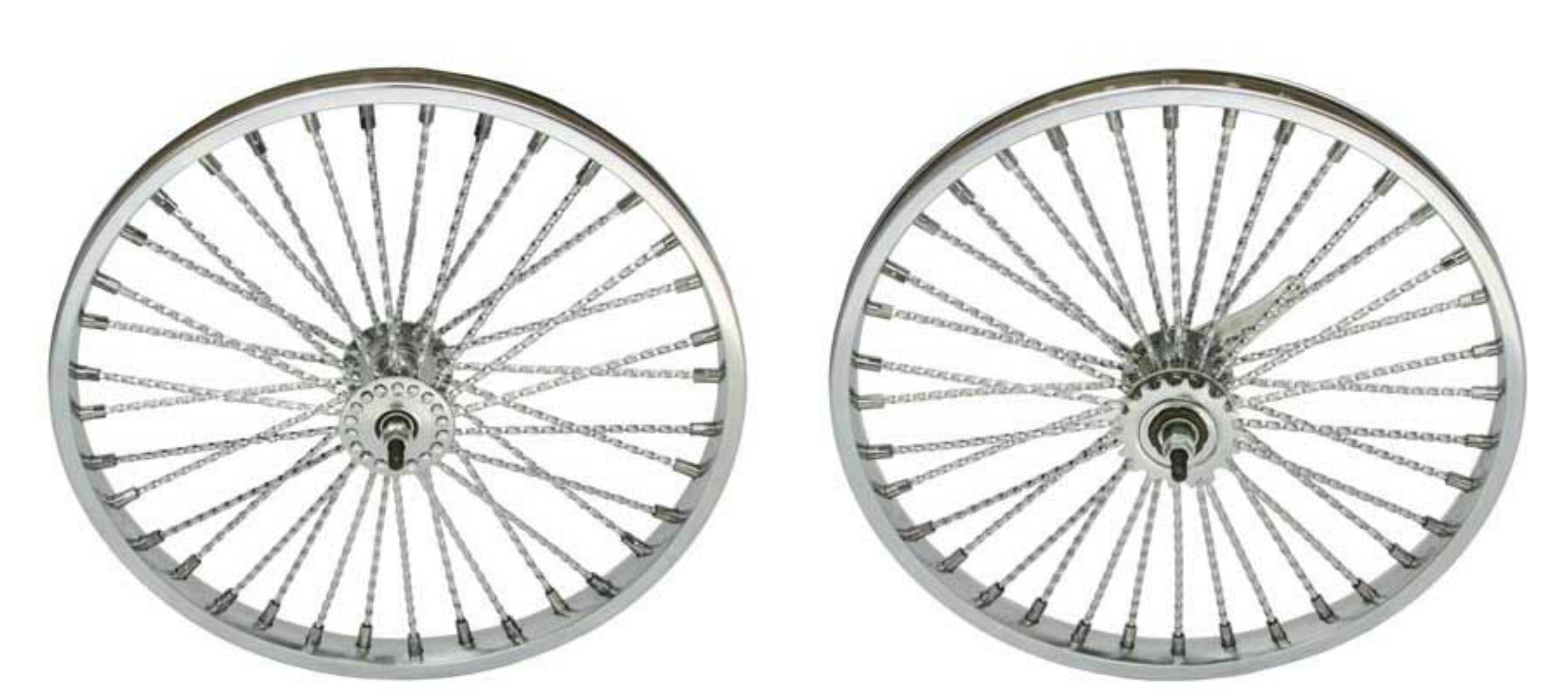 Chrome 20" TWISTED Spoke Wheel Set. Front and Back Coaster Wheel ...