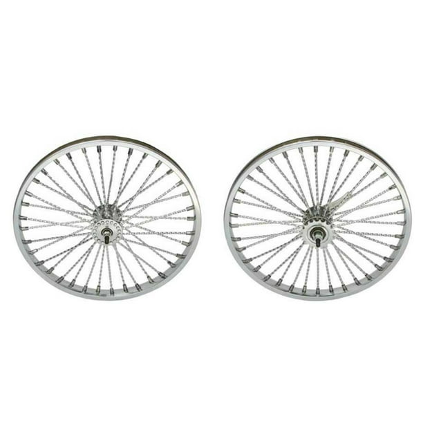 Chrome 20" TWISTED Spoke Wheel Set. Front and Back Coaster Wheel ...