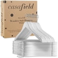 Casafield - 20 White Wooden Suit Hangers - Premium Lotus Wood with ...